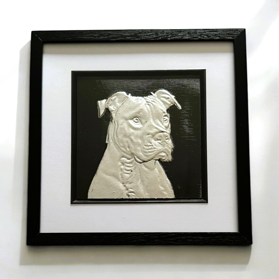 Staffy Dog 3D Wall Art Gold or Silver Leaf Framed Dog Lover Gift - Etsy