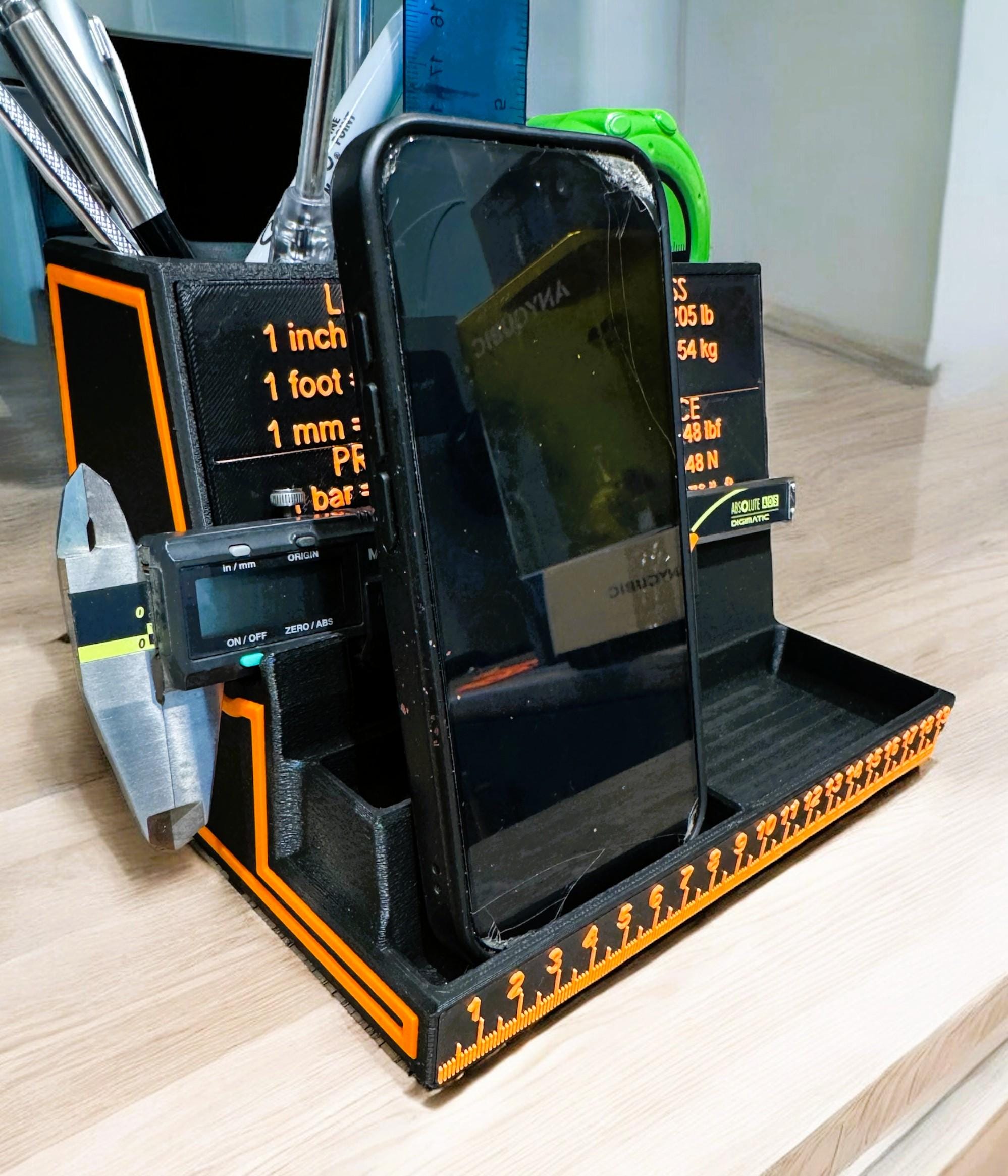 Engineer’s Desk Organiser With Unit Conversion Chart | Tool Holder for ...