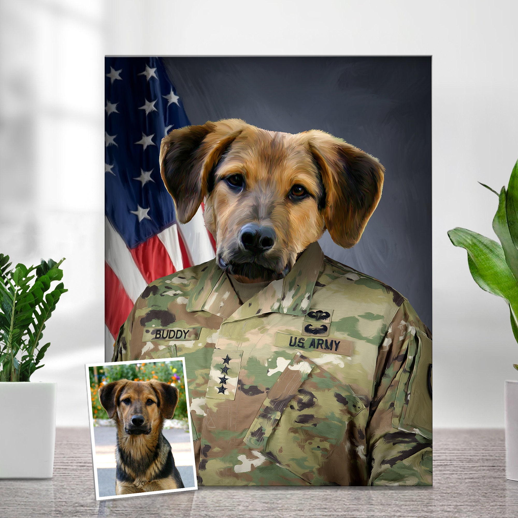 US Army Portrait, Custom Dog, Space Cat, Personalised Art, Pet ...