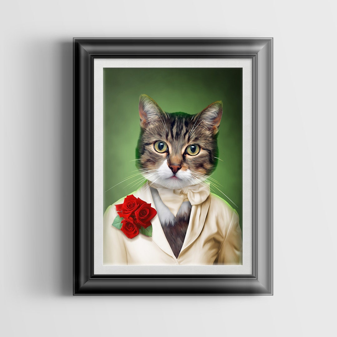 Funny Female Portrait, Fun Potrait Cat, Custom Female Portrait, Pet ...