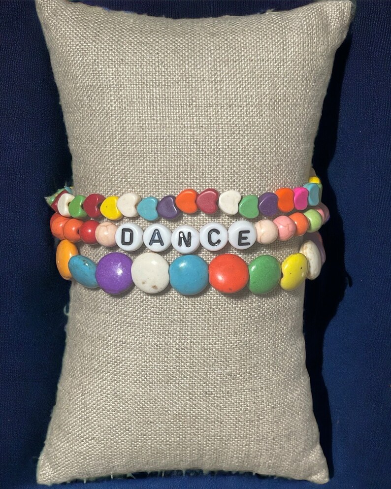 Customizable Beaded Bracelet Set dance Letter Beads, Colorful Wood ...