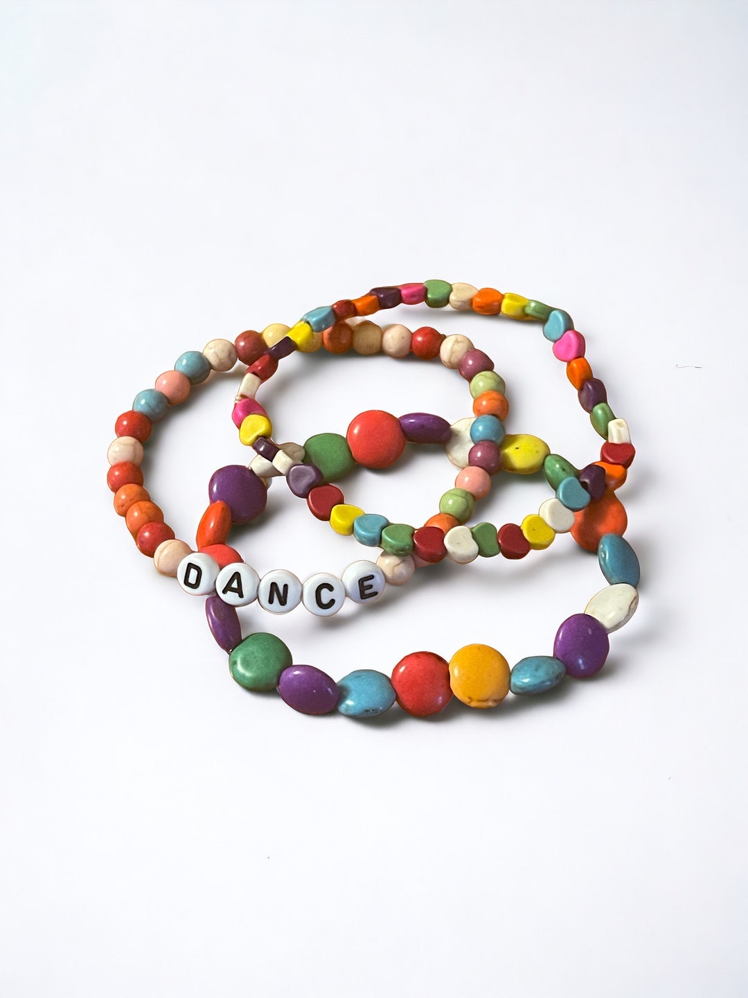 Customizable Beaded Bracelet Set dance Letter Beads, Colorful Wood ...