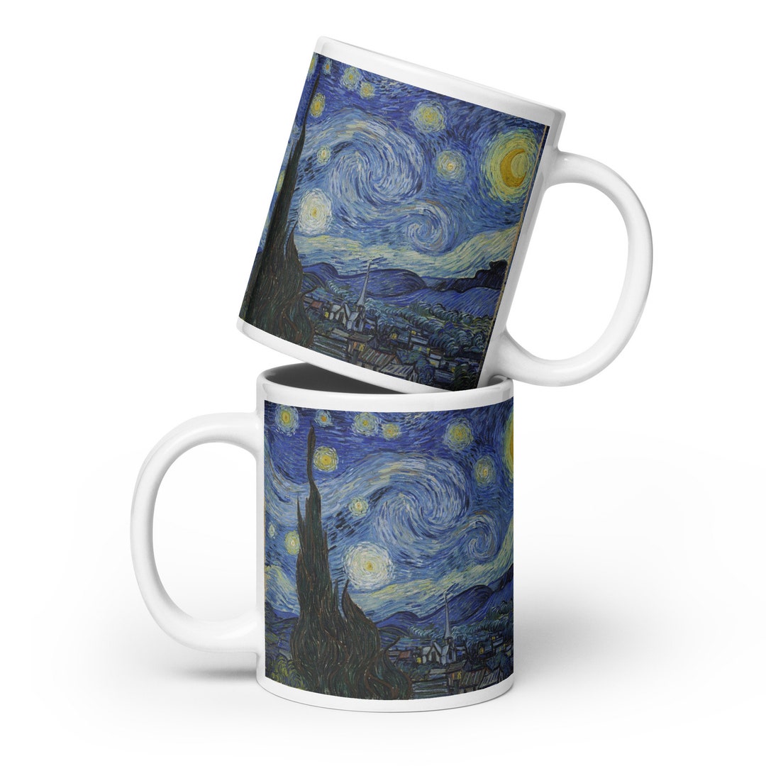 The Starry Night Van Gogh White Glossy Mug - Etsy