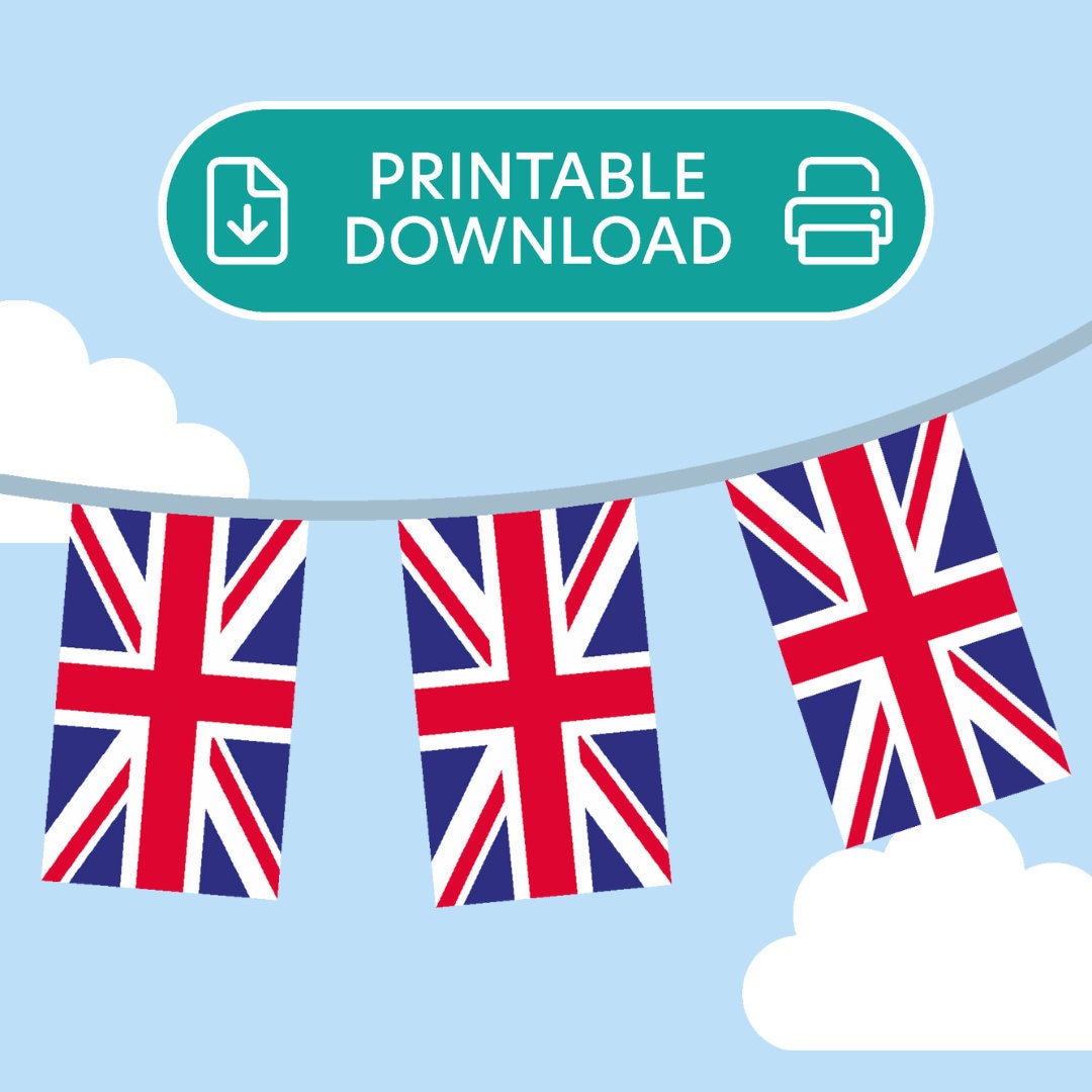 British Union Jack Mini Flag Bunting | Union Jack Printable Party ...