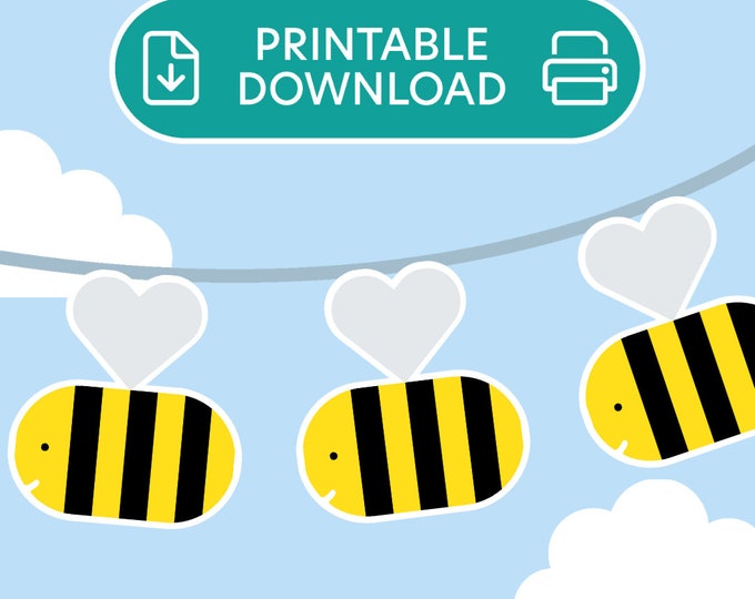 Printable Bee Banner Sign Pennants Digital Honey Bee Alphabet Letters ...