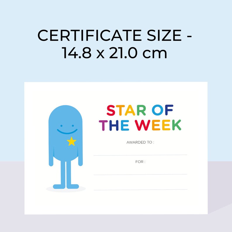 Star of the Week Printable Certificate - Instant Download Printable ...