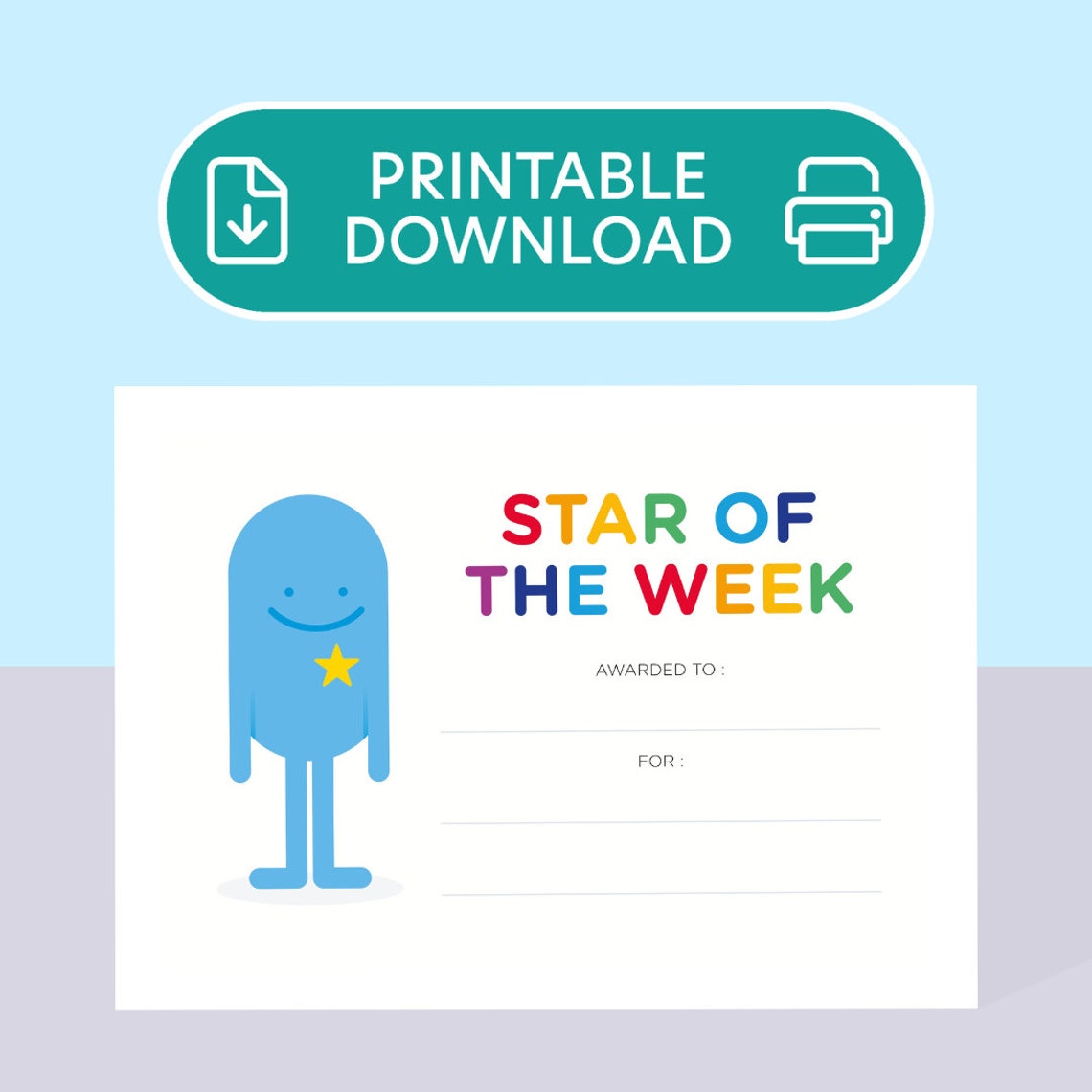 Star of the Week Printable Certificate - Instant Download Printable ...