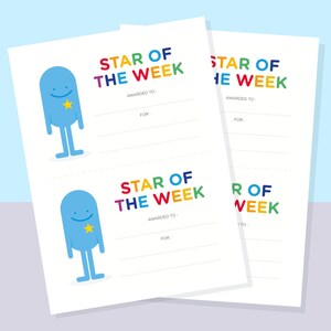 Star of the Week Printable Certificate - Instant Download Printable ...