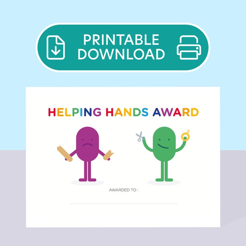Star Helper Kindness Award Printable Certificate - Instant Download ...
