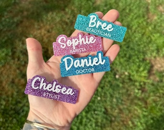 Glitter Name Badge - Acrylic Name Badge - Nurse, Midwife, Pathologist ...