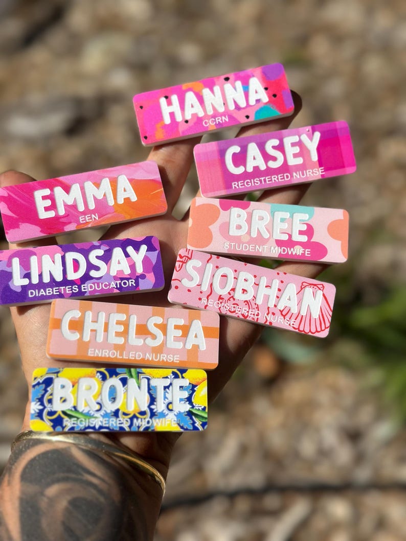 Personalized Glitter Name Badge: Engraved Acrylic, Magnetic Back - Etsy