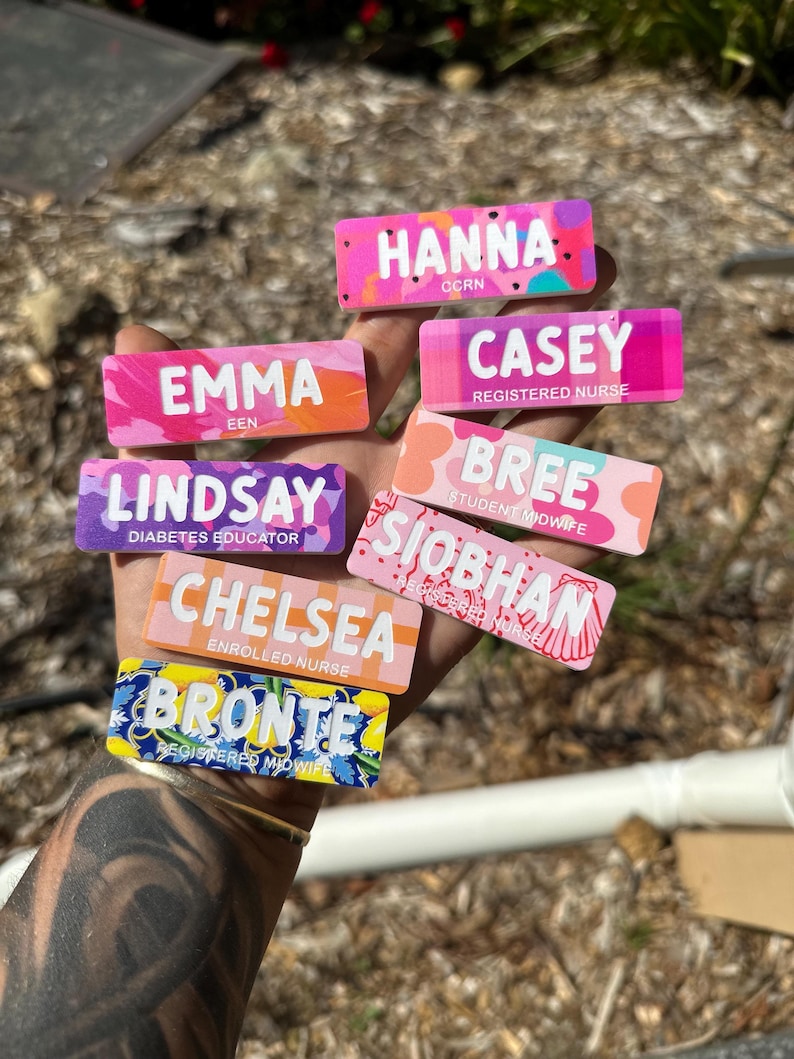 Personalized Glitter Name Badge: Engraved Acrylic, Magnetic Back - Etsy