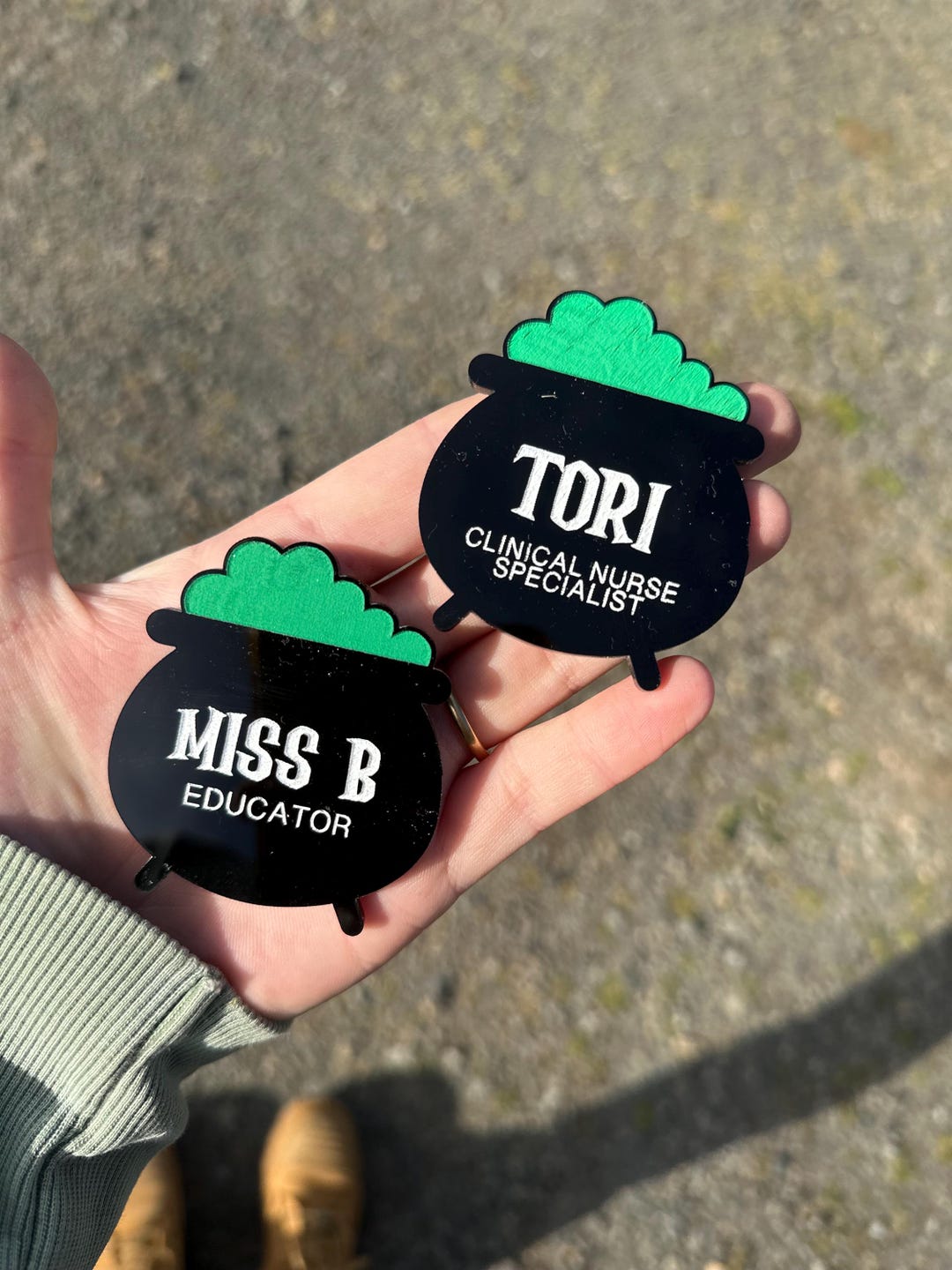 Halloween Cauldron Name Badge | Personalized Acrylic Magnetic Uniform ...