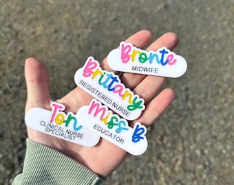 Glitter Name Badge - Acrylic Name Badge - Nurse, Midwife, Pathologist ...