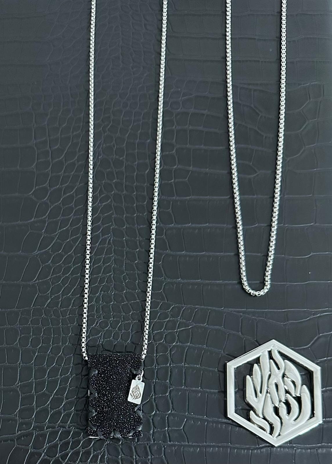 Petek Breslev Shiny Black Collector Necklace Jewish - Etsy