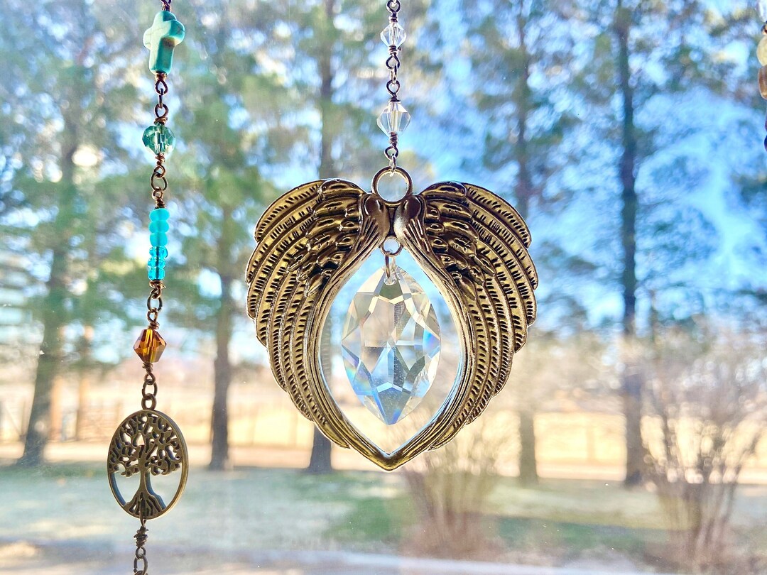 Silver Angel Wings Sun Catcher, Memorial Sympathy Gift, Loss Loving ...