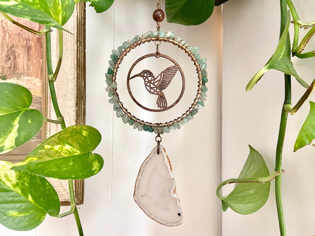 Hummingbird Beaded Gemstone Suncatcher, All-occasion Birthday ...