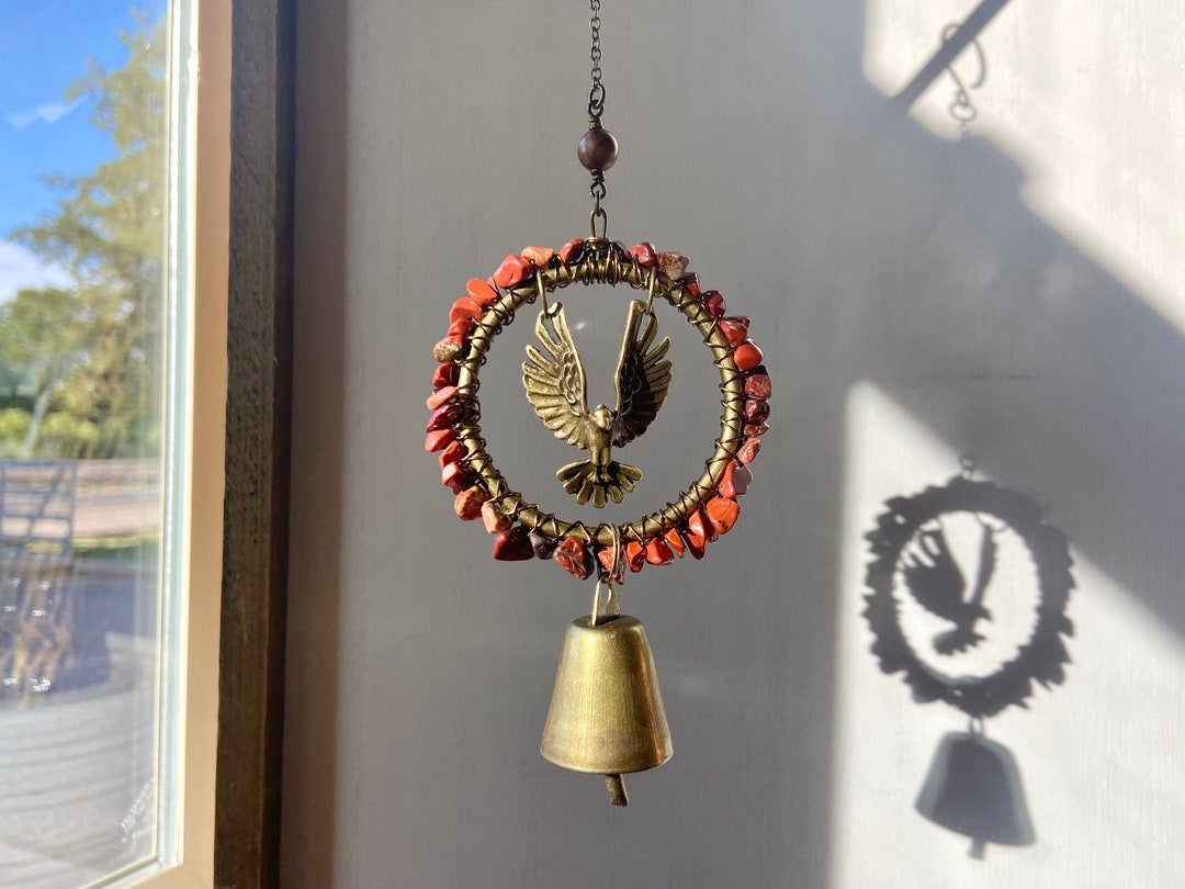 Hawk Eagle Pheonix Suncatcher Bell Chime Ornament, Hanging Decor ...