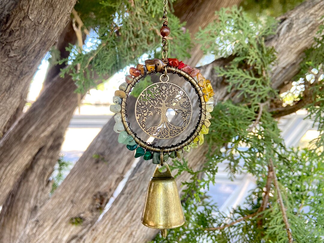 Tree of Life Suncatcher Ornament Bell Chime, Four Seasons Crystal ...