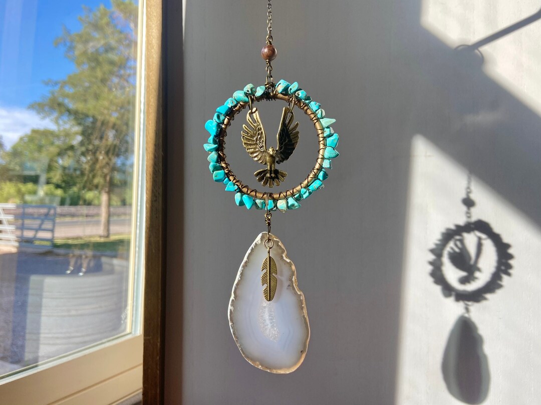 Bird Phoenix Hawk Eagle Agate Suncatcher, Houseplant Decor ...