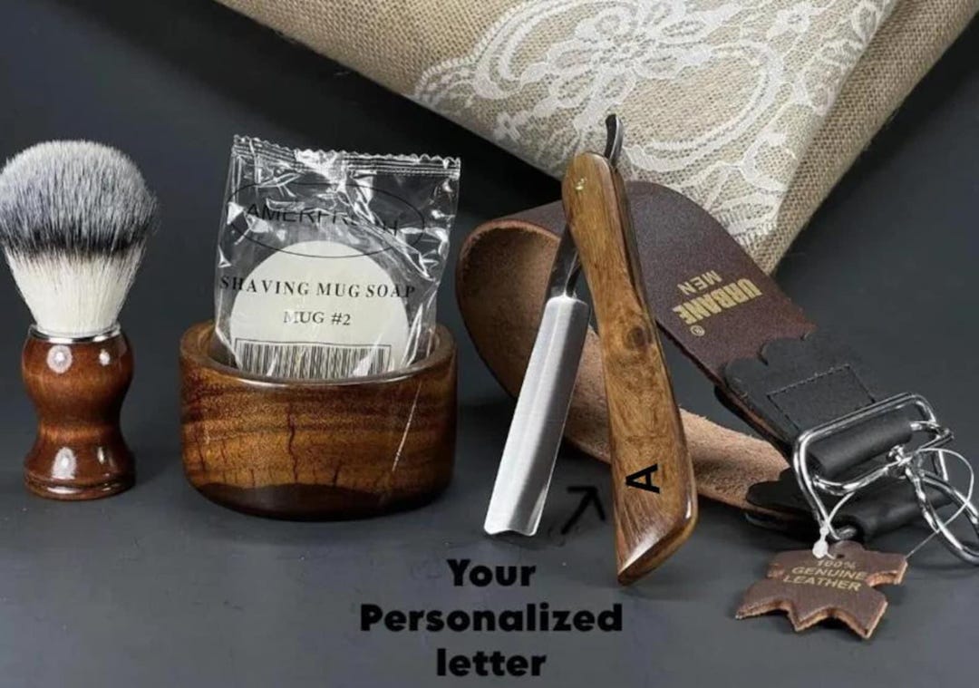 Vintage Barber Salon Straight Razor Cut Throat Shaving Razor Gift Set ...