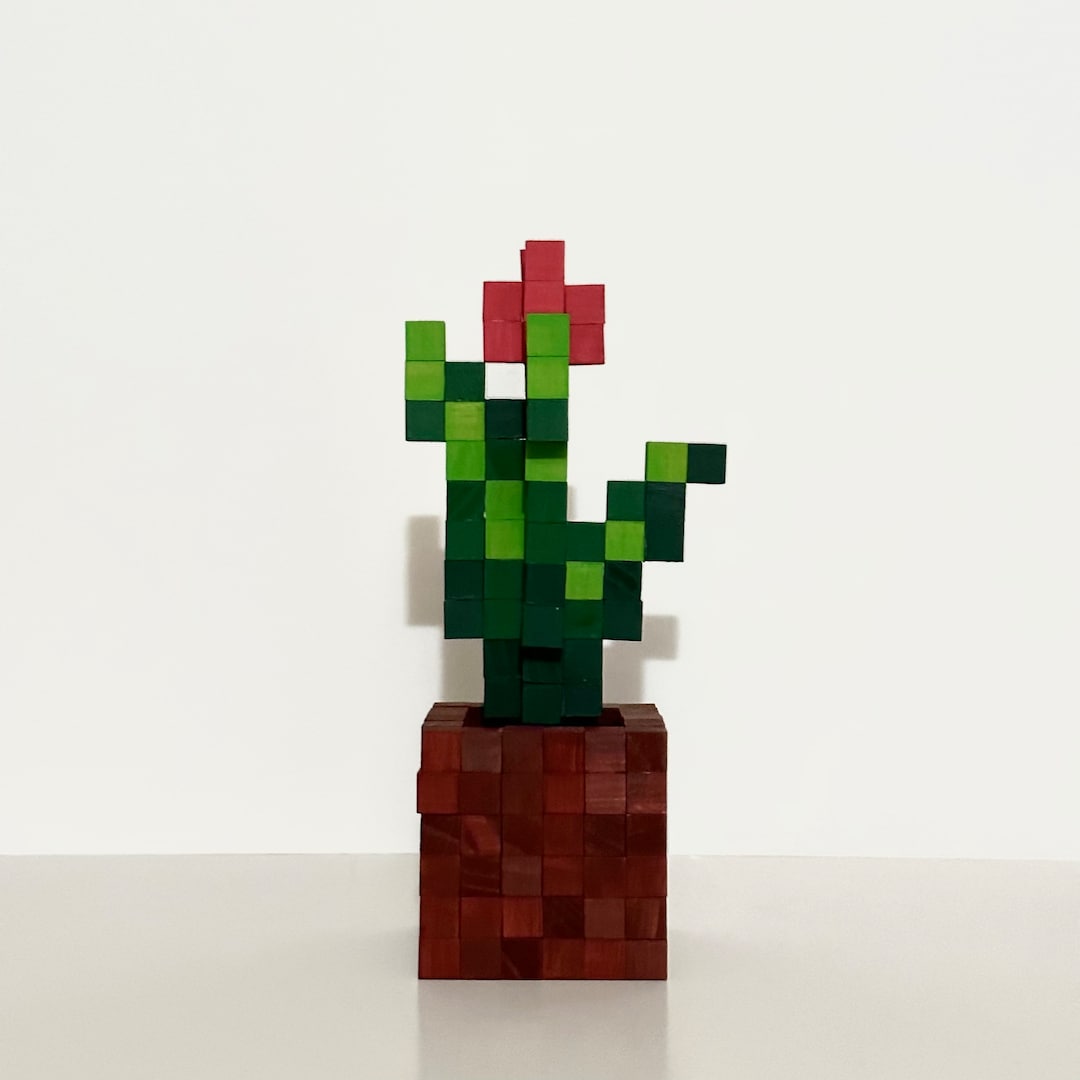 Real Life 3D Minecraft Red Tulip Flower Pot Made From Real Oak - Etsy
