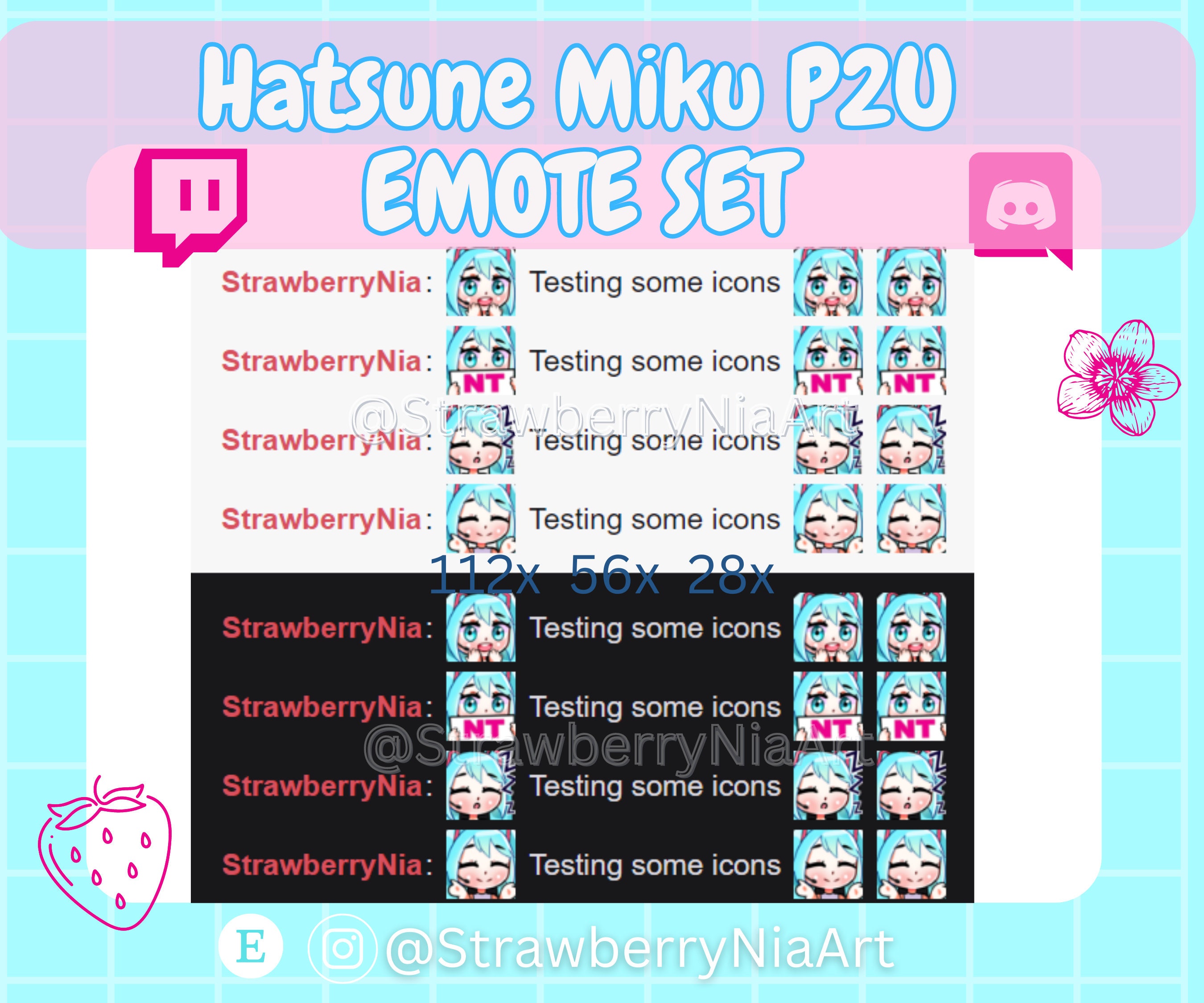 Hatsune Miku Emote Pack/ Vocaloid Emote Set/ Twitch Discord Emotes ...