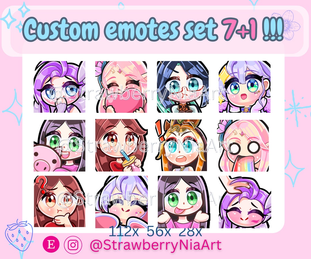 Custom Emotes Set of 8 / Personalized Emotes for Twitch, Discord ...