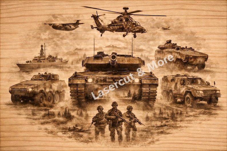 Digitales Lasergravur-Motiv – Bundeswehr Collage, bundeswehr kunst ...