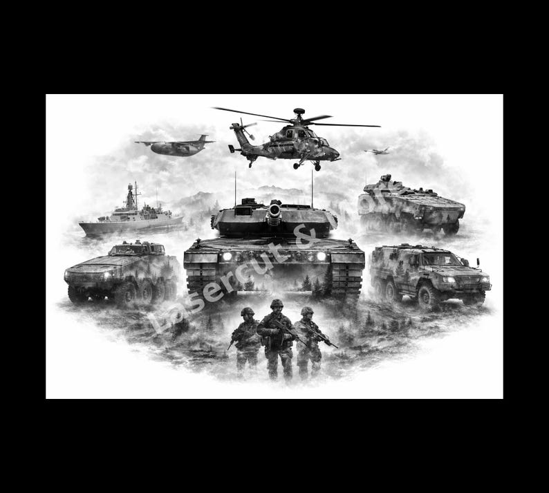 Digitales Lasergravur-Motiv – Bundeswehr Collage, bundeswehr kunst ...