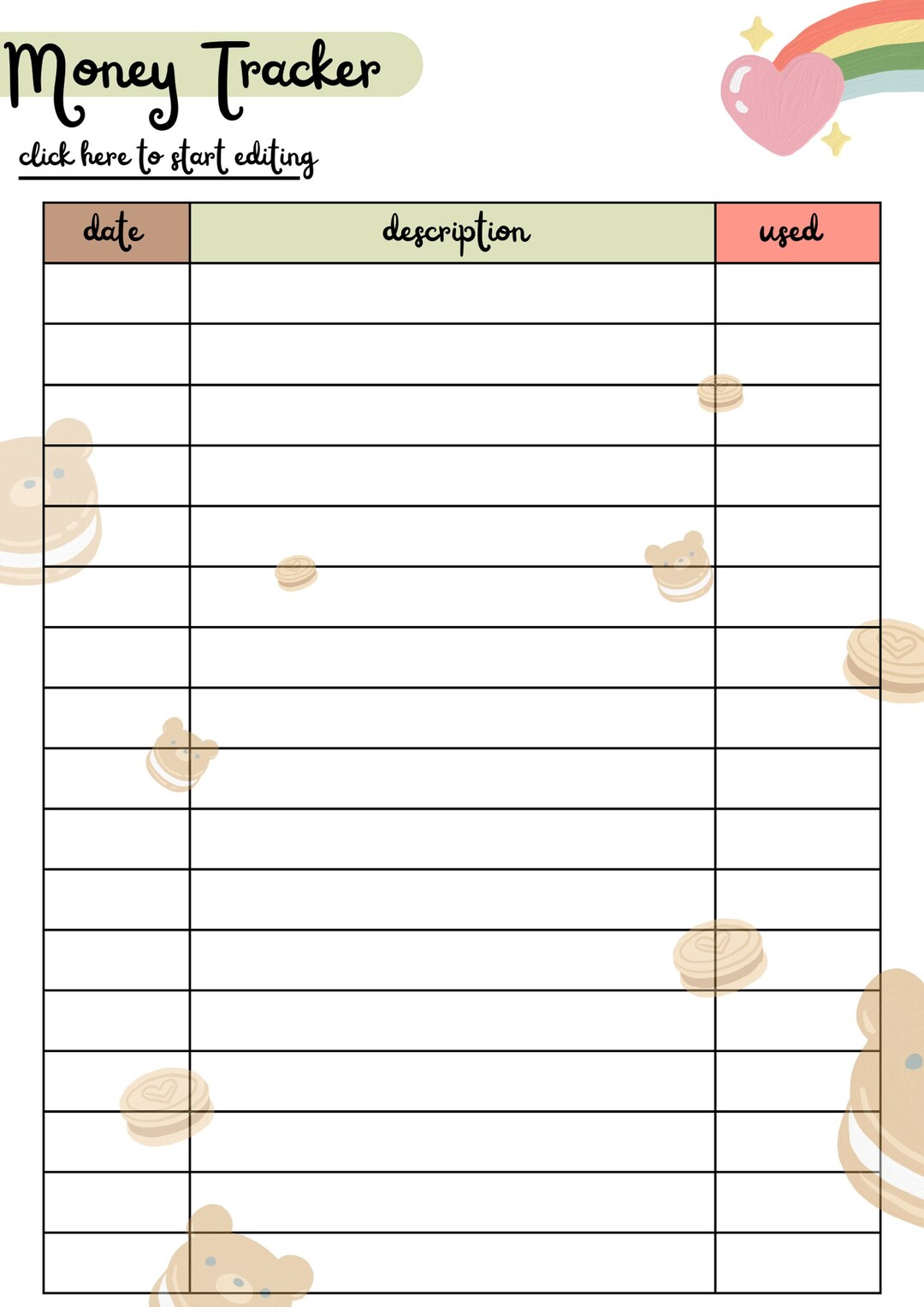 Cute Daily Money Tracker to Track Your Daily Expenses - Etsy