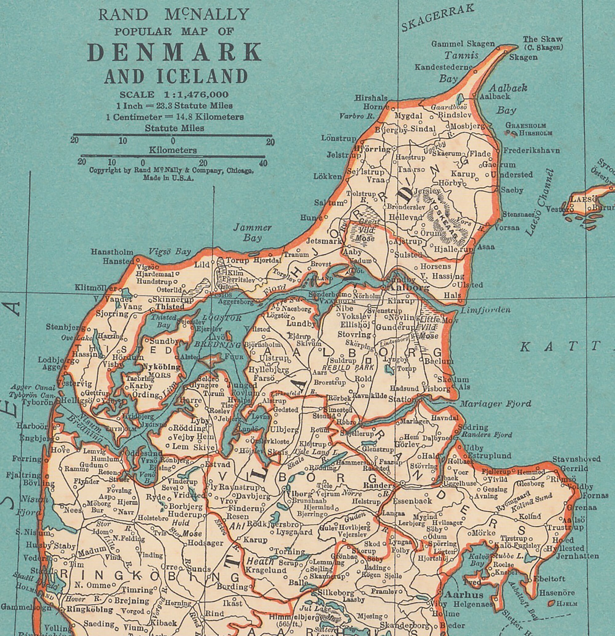 Map of Denmark and Iceland - Etsy
