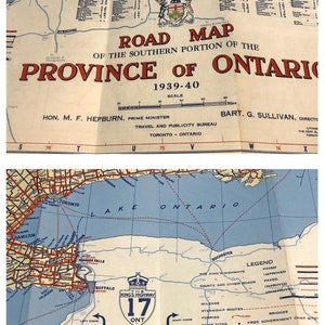 Ontario Province Road Map & Travel Info, 1939-40 - Etsy