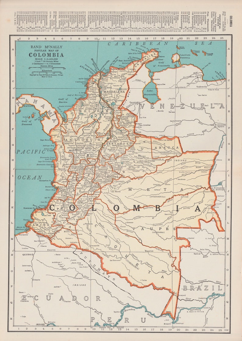 Map of Colombia - 1935 - Etsy