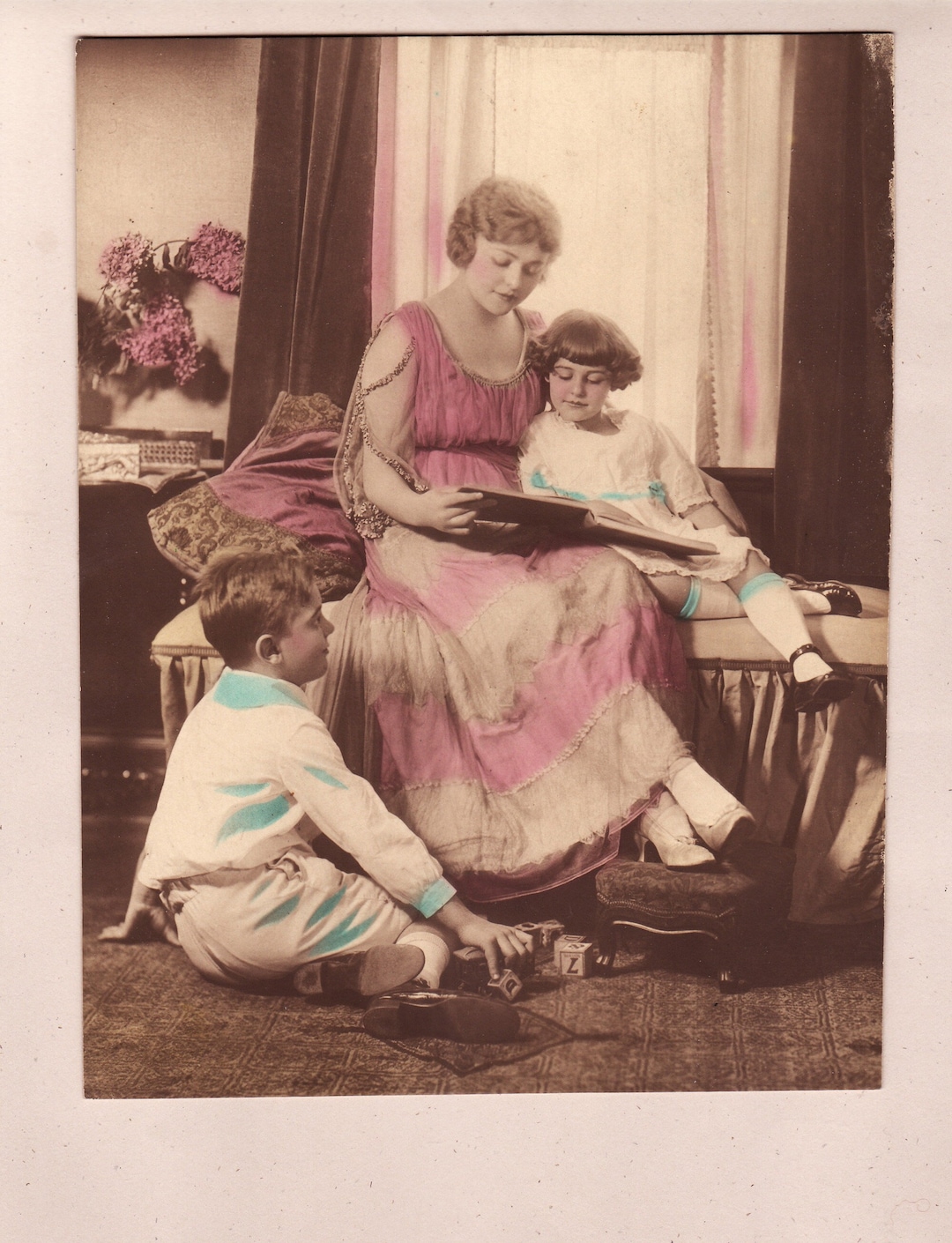 Hand-colored 1920s Photograph "the Favorite Story" - Etsy