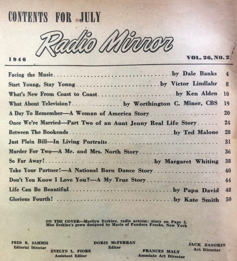 Vintage Radio Mirror Magazine - July 1946 - Etsy
