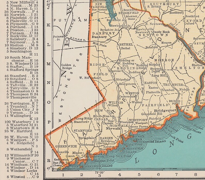 Map of Connecticut - 1935 - Etsy