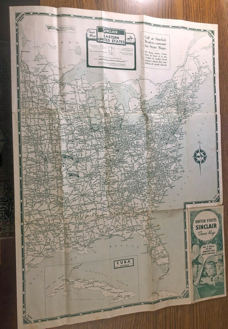 Sinclair U.S. Tour Map - 1939 World's Fair Edition - Etsy