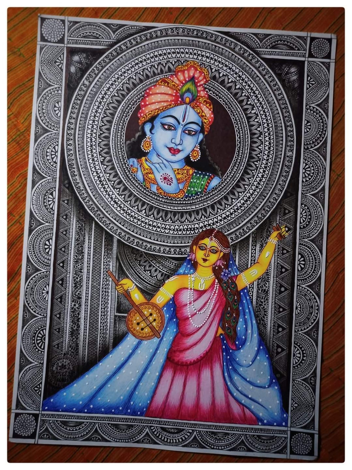 Beautiful Mandala Art of Radha Krishna Made With Pen and Water Colour ...