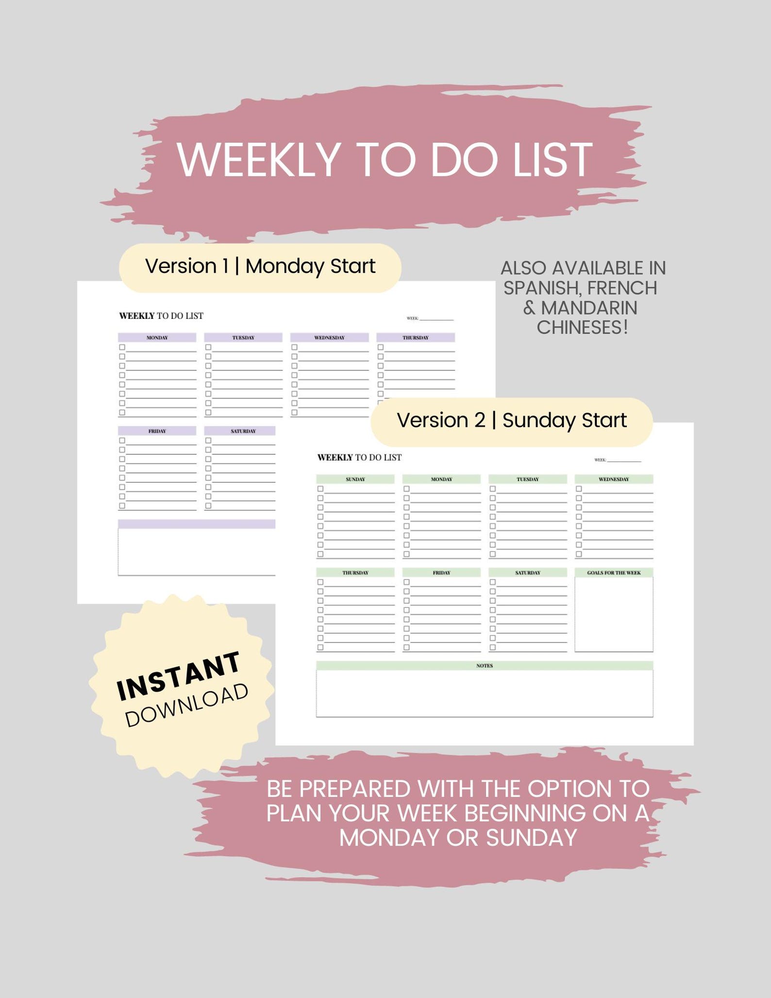 Weekly to Do List Color Printable Colorful Weekly Planner, Weekly Check ...