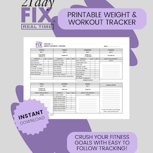 21 Day Fix Real Time | Weight & Workout Tracker + Notes - Etsy