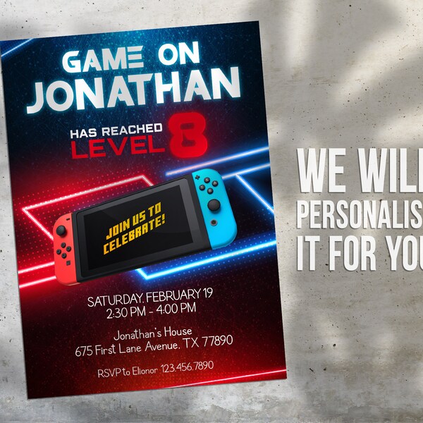 Nintendo Switch Invitation - Etsy