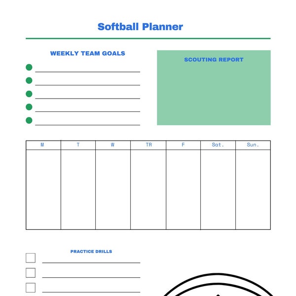 Softball Practice Planner - Etsy