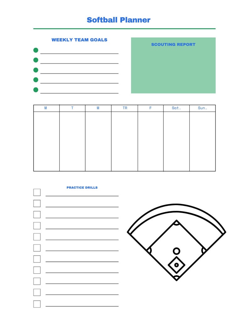 Softball Practice Planner - Etsy