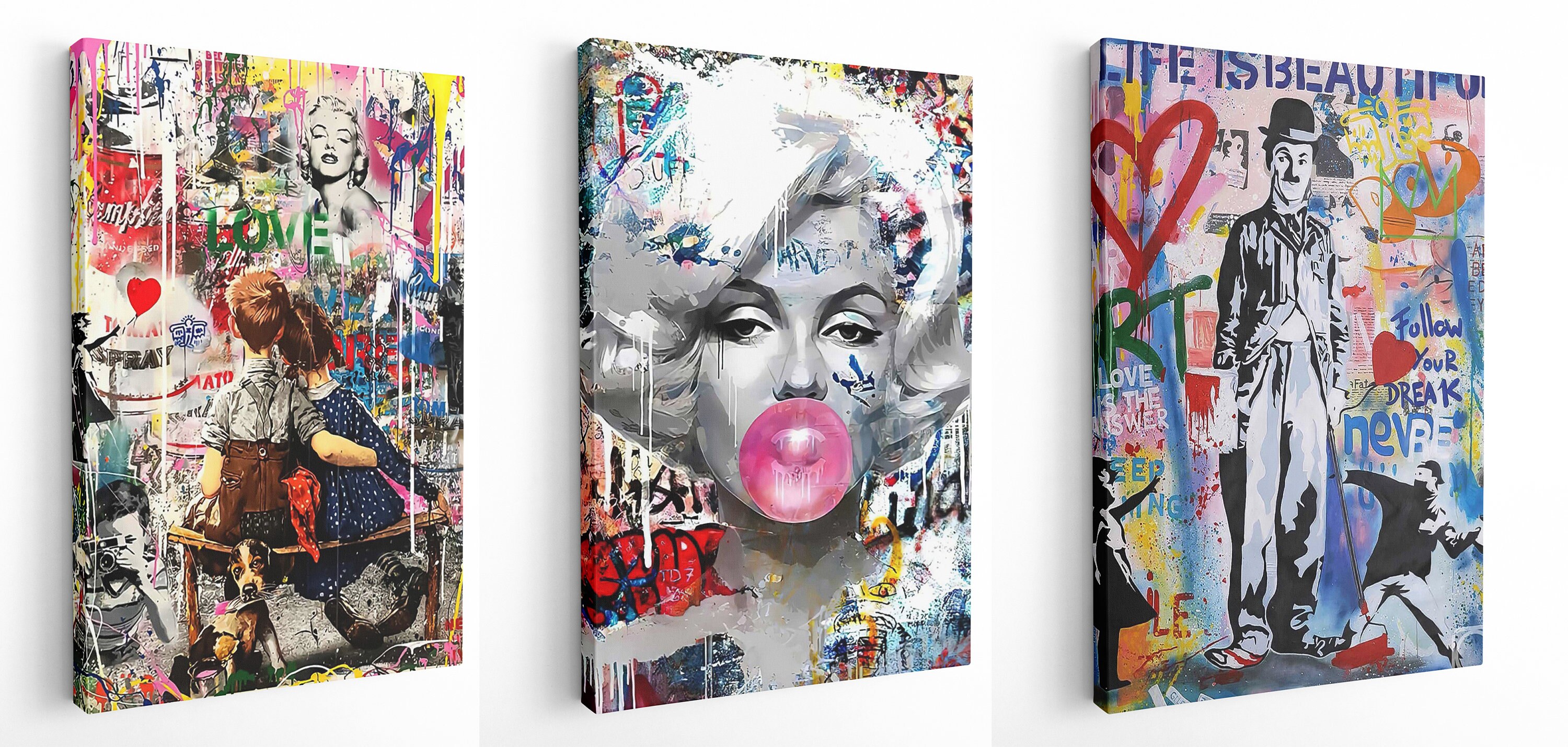 Set of 3 Designer Paintings Modern Paintings Print on Canvas Pop Art ...
