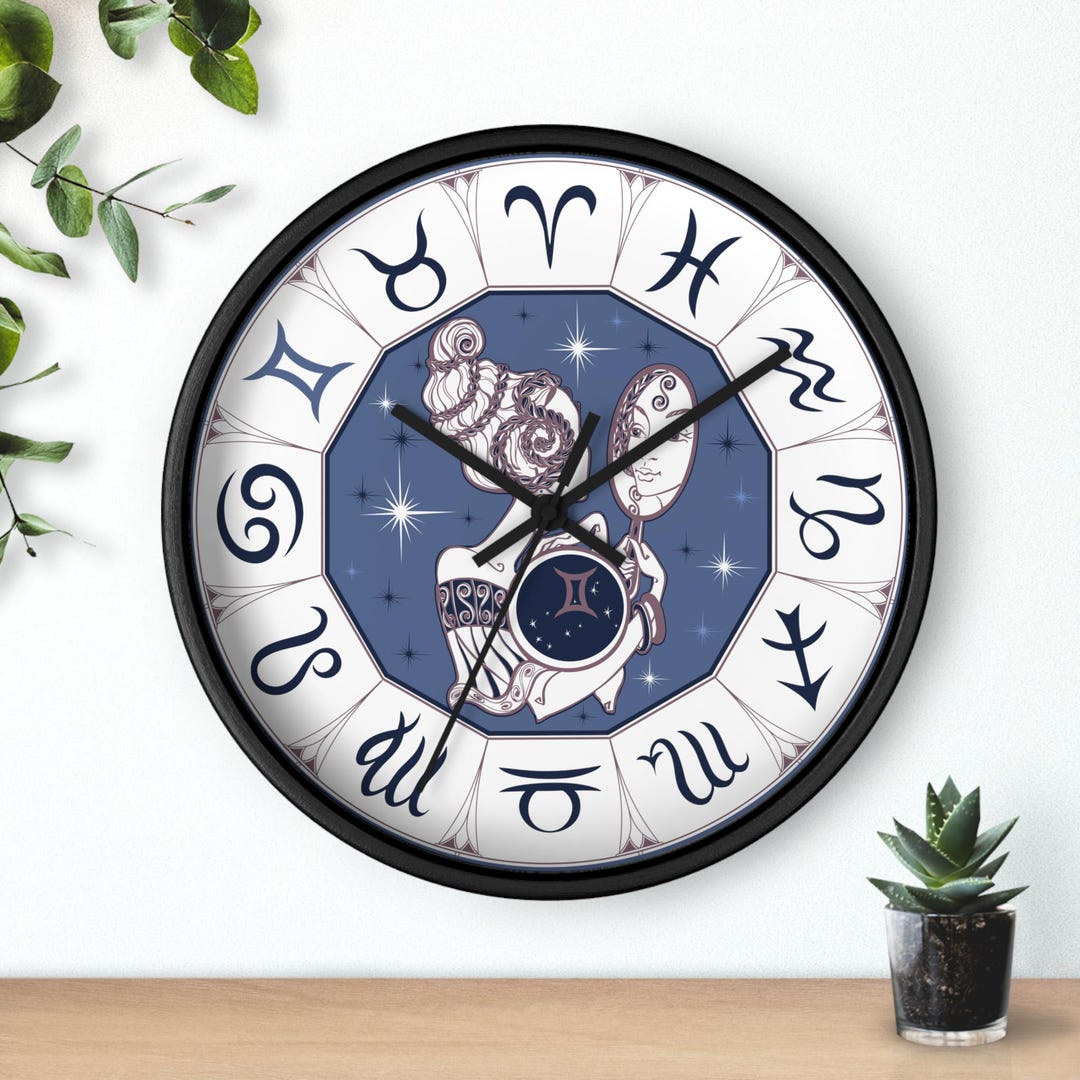 Astrology Wall Clock Zodiac Sign Gemini Zodiac Home Decor, Horoscope ...