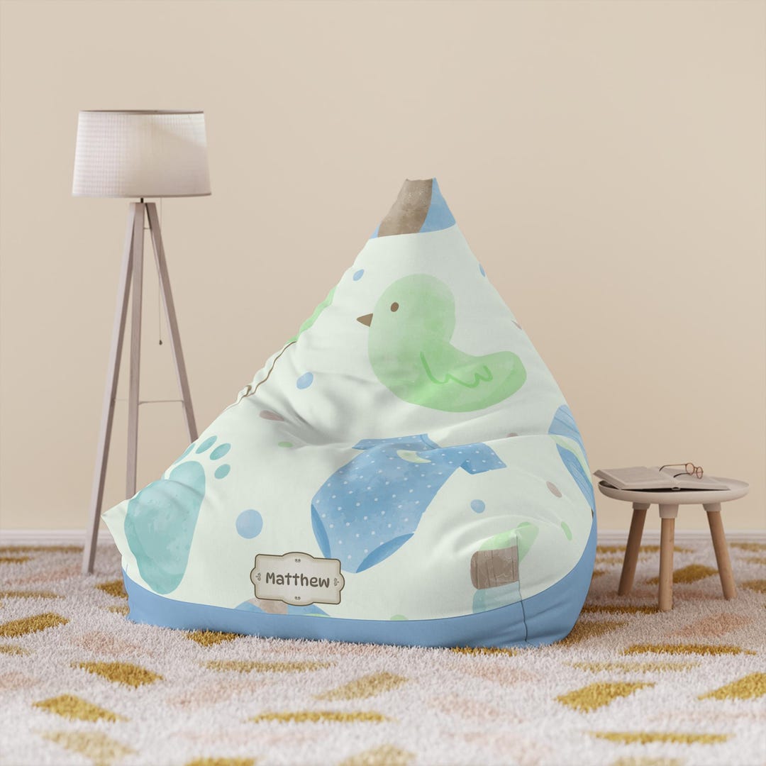 Personalized Kids Bean Bag Chair Cover, Fun Bird Print, Nursery Decor ...