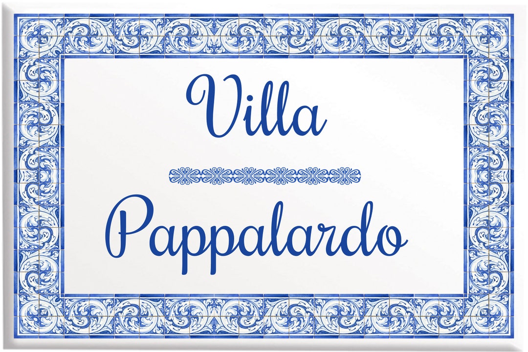 Personalized Villa Plaque Tile 20 X 30 Cm With Flowers With Your ...