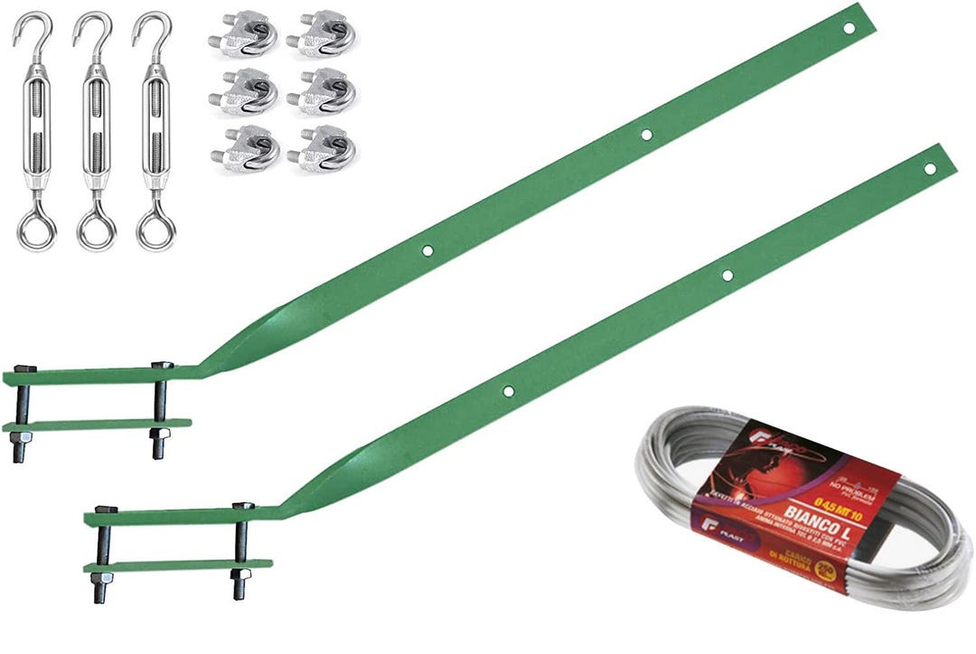 Pair of Clothesline Brackets for Iron Balcony Railing, Complete Green ...