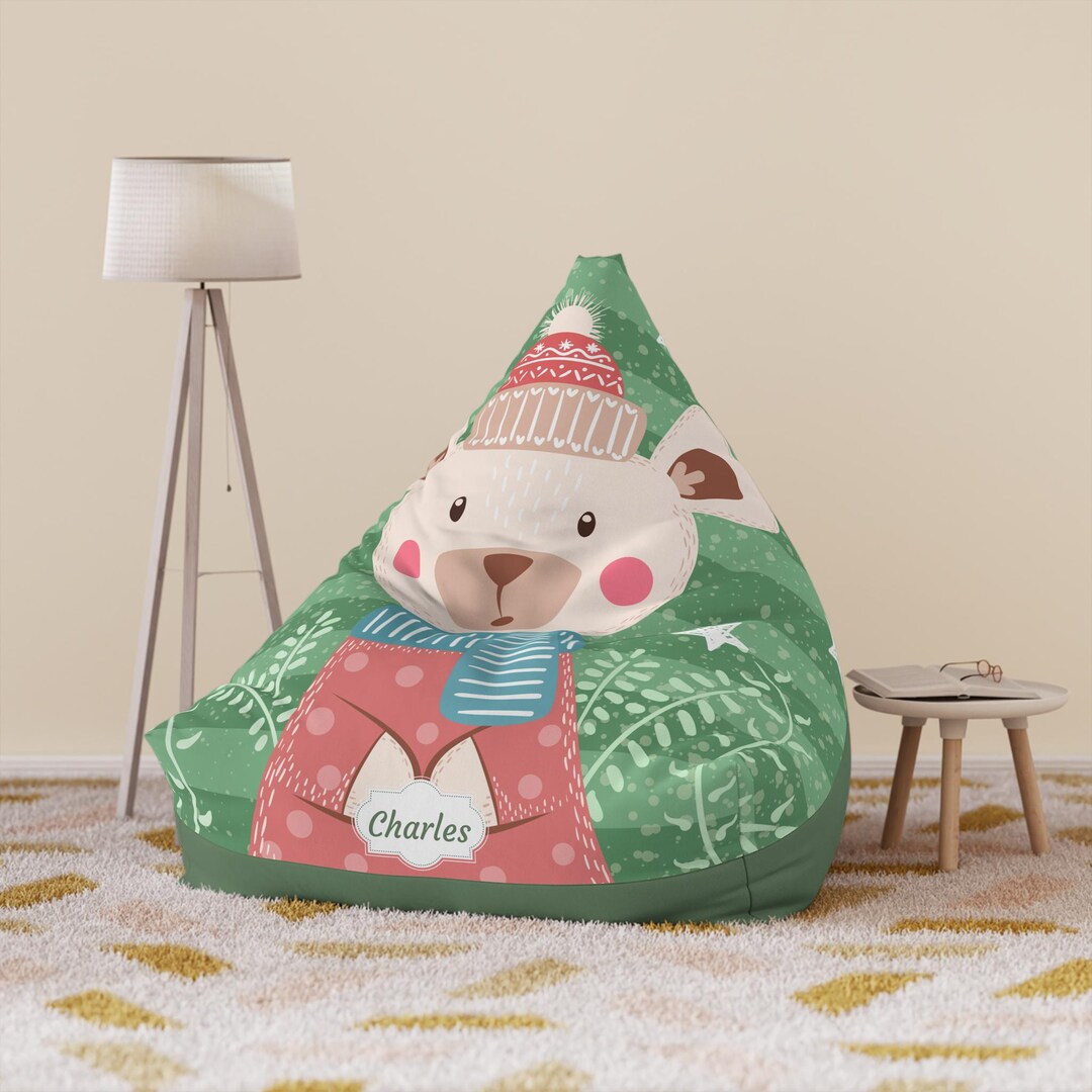 Personalized Holiday Bean Bag Chair Cover for Kids, Cozy Room Decor ...